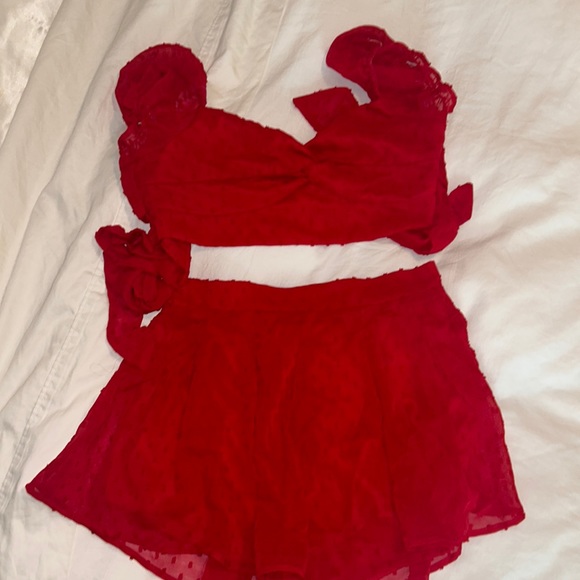 SHEIN | Dresses | Red Twopiece Set From Shein Red Tieup Top And Red ...